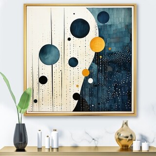 Designart "Teal Yellow Mid Century Minimalist Rain I" Abstract Collages ...
