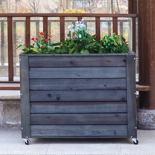 40inx32inx20in Grey Solid Wood Rolling Planter Barrier - Bed Bath ...