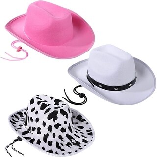 3pcs Cowboy Hat for Women Men Big Flat Brim Western Cowgirl Hats with ...