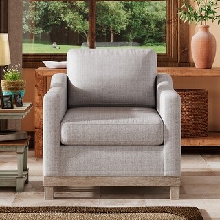 Living Room Accent Chair w/ Rubber Wood Base Arm Chair Removable Linen ...