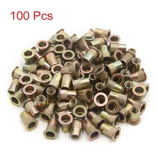 100Pcs Zinc Plated Carbon Steel Car Rivet Nut Flat Head Insert 1/4-20 ...