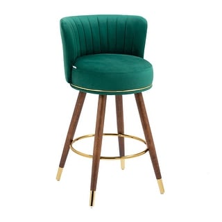 Set of 2 Counter Height Bar Stools with Solid Wood Legs, Fabric with a ...
