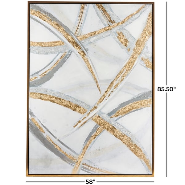 Gold Canvas Abstract Living Room Framed Wall Art with Gold Frame - Bed ...
