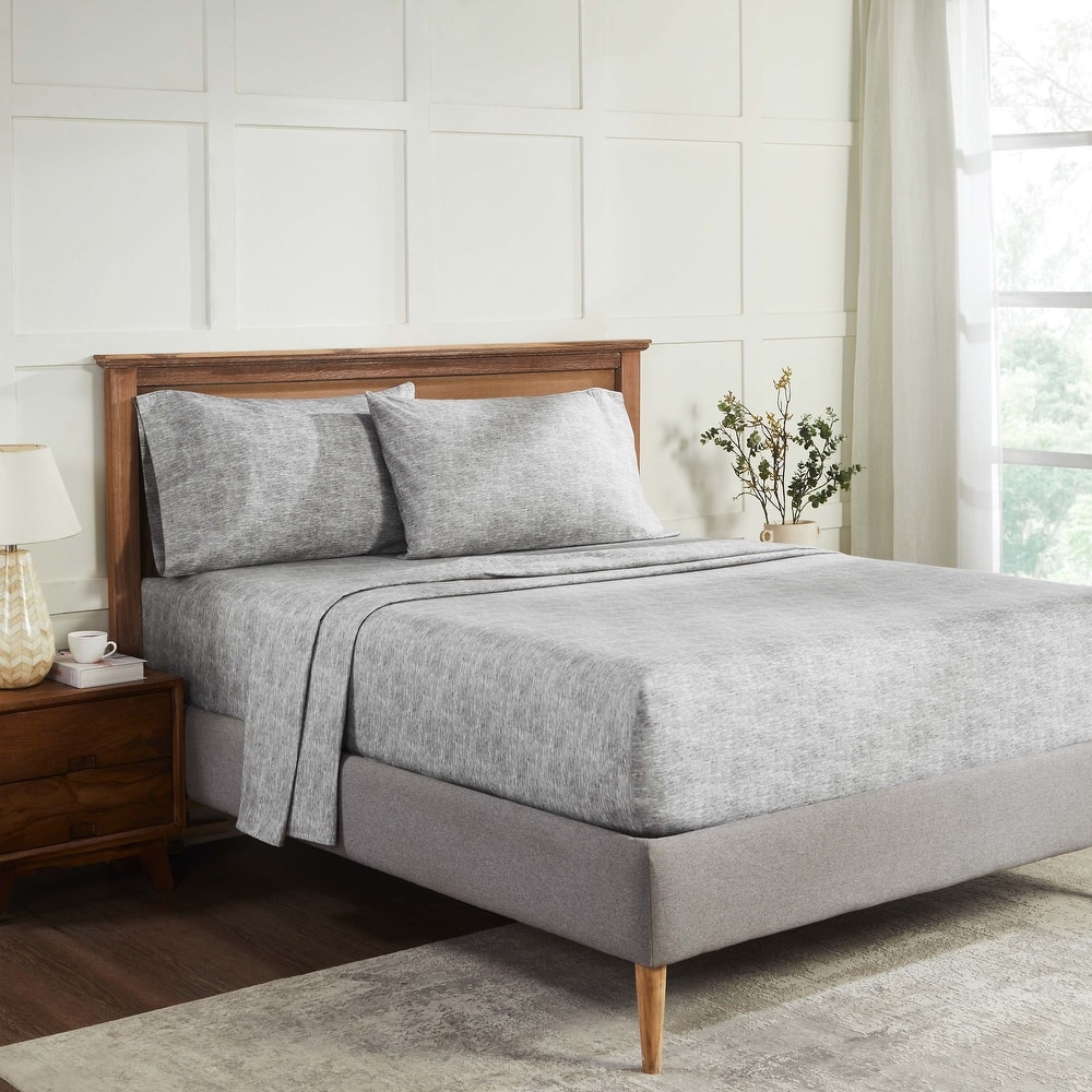 grey textured bed sheets