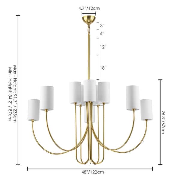 10-Light Modern Glam Linear Sputnik Cluster Branch Cylinder Fabric ...