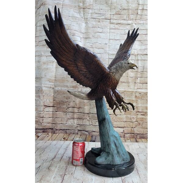 Swooping American Bald Eagle Real Bronze Sculpture Indoor Outdoor Statue 30 Inches X 21 Inches ...