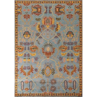 Light Blue Oushak Area Rug Hand-Knotted Oriental Wool Carpet - 8'10" x ...