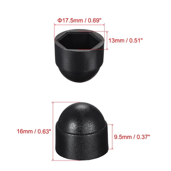 Plastic Dome Bolt Nut Protection Cap M8 / 13mm Hex Screw Cover Black ...