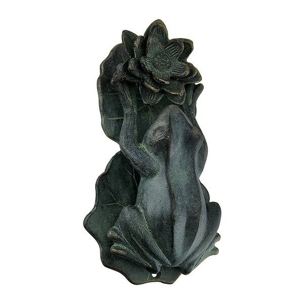 Nose to Petal Frog &Flower Verdigris Finish Cast Aluminum Door Knock ...