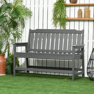 Outsunny Outdoor Bench, Garden Bench with Backrest and Armrests ...