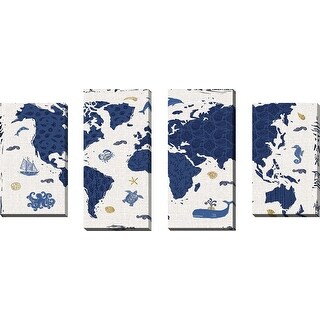 "Primitive Sea II" by Daphne Brissonnet Print on Canvas Set of 4 - Bed ...