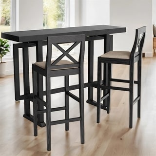 3Pac Rectangular Wood High Top Dining Table and Chair Set with Legs ...