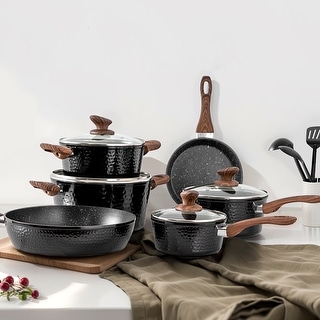 Kitchen Academy 15-piece Nonstick Granite-coated Cookware Set - Bed ...