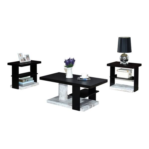 Titanic Furniture Igor 3-Piece Wood Coffee and End Table Set in Black ...