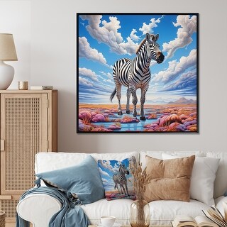 Designart "Surreal Zebra Dreams II" Animals Zebra Framed Canvas Print ...