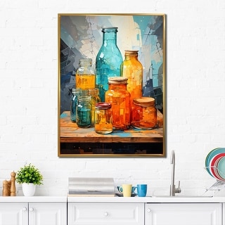 Designart "Food Condiments An Abstract" Cocktails Framed Canvas Art ...