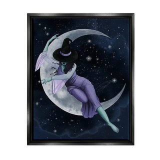 Stupell Moon Witch Starry Night Sky Framed Floater Canvas Wall Art ...