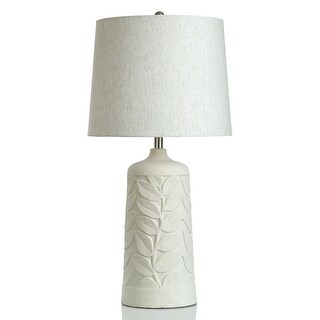 StyleCraft White Table Lamp - Textured Leaf Motif - Bed Bath & Beyond ...