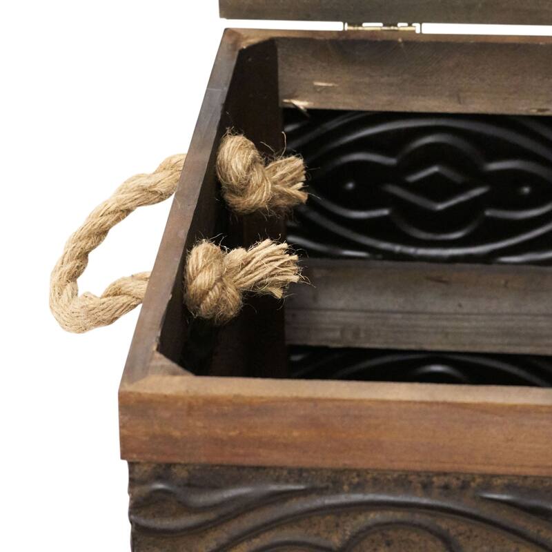 Household Essentials Decorative Embossed Metal Trunk - 13.3"L x 23.5"W ...