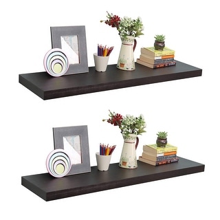 36 Inches Wall Mounted Floating Shelves Set of 2,Espresso Wall Display ...