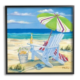 Stupell 5pm Summer Beer Beach Chair Framed Giclee Texturized Wall Art ...