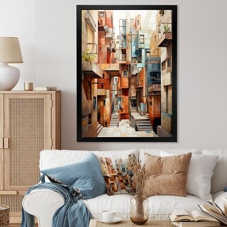 Designart "Cubism Art Multidimensional I" Cubism Framed Canvas Print ...