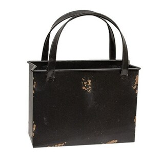 Distressed Black Metal Tote Bag Planter with Handles - Bed Bath ...