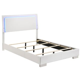 Felicity Glossy White Panel Bed with LED Lighting - Bed Bath & Beyond ...
