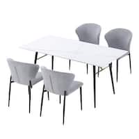 63" Dining Table with Porcelain Desk Top & Legs Rectangular Table - Bed ...