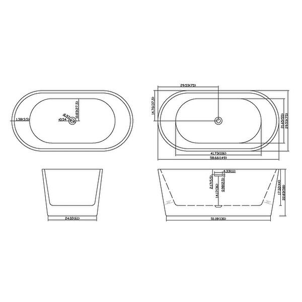 Acrylic Double Slipper Freestanding Soaking Bathtub with Center Drain ...