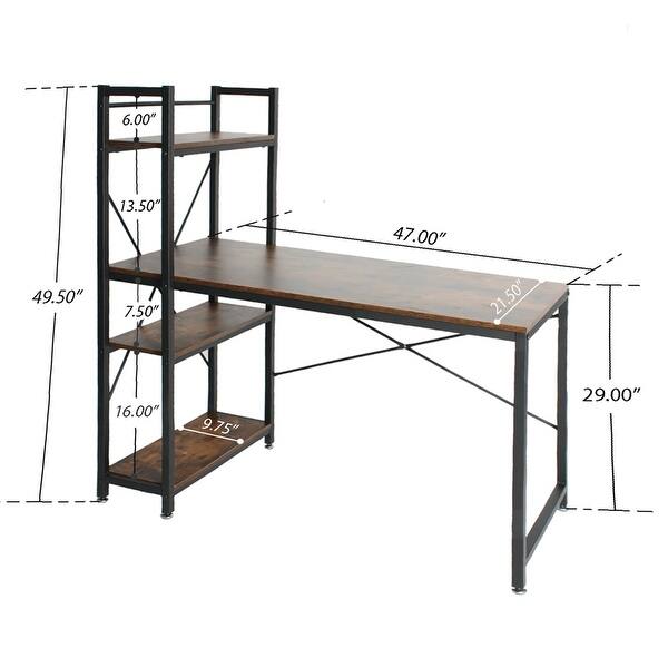 Simon Wooden Computer Desk with Bookshelves 47 Inches Brown - Bed Bath ...