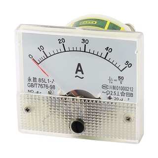 85L1 AC 0-50A Analog Ammeter Analogue Panel Ampmeter Meter White - AC 0 ...