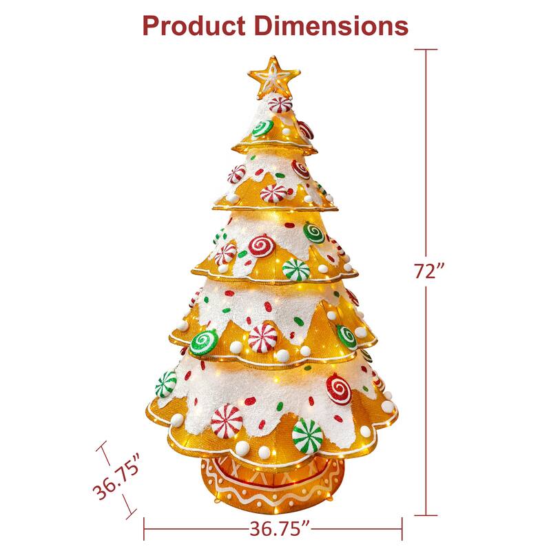 Puleo International 6' Gingerbread Outdoor Christmas Tree with 345 Warm ...