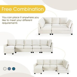 L Shape Sectional Sofa Freely Combinable Sofa w/Convertible Chaise ...