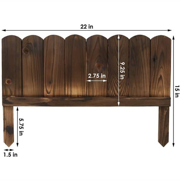 Sunnydaze Outdoor Garden Border Fence Panel - Rustic Wood - Set of 5 ...
