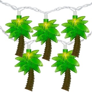 10ct Green AutumnPalm Tree Patio String Light Set 7.25ft White Wire ...