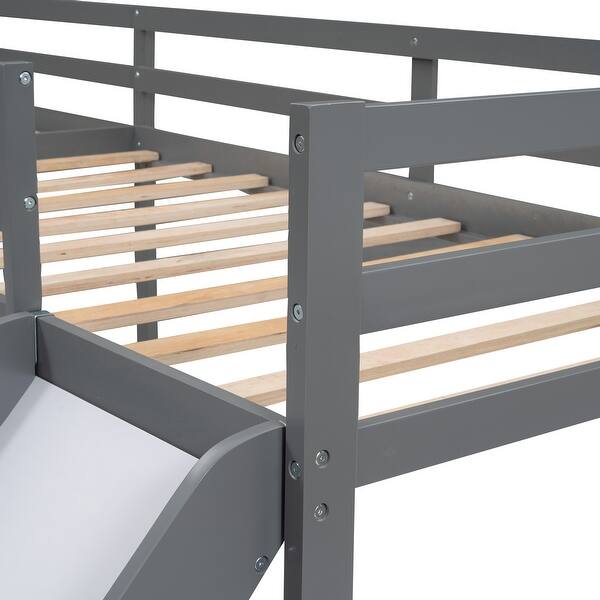 Contemporary Style L-Shaped Loft Bed with Ladders and Slide - Bed Bath ...