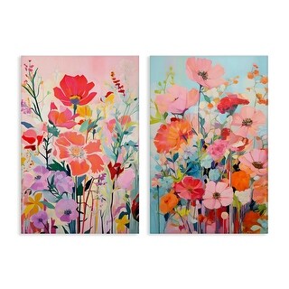 Stupell Bright Contemporary Flowers Canvas Wall Art Design By LSR ...