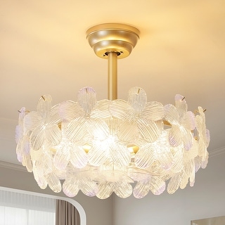 20" Elegant Glass Retractable Ceiling Fan with Remote Control - Bed ...