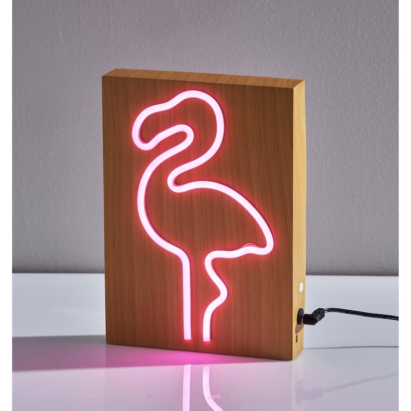 Wood Framed Neon LED Pink Flamingo Table or Wall Lamp - On Sale - Bed ...