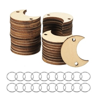 Wooden Moon, Unfinished Wood Moon with Holes Blank Wooden Cutouts ...