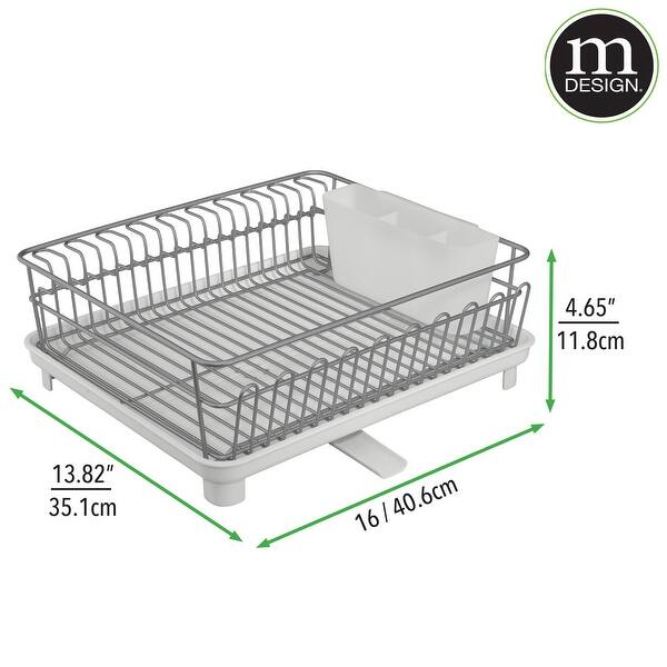 mDesign Large Kitchen Dish Drying Rack with Swivel Spout, 3 Pieces - 13 ...