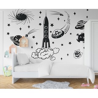 Space Decals, Stars Wall Decals, Planets Wall Decal, Rocket Decal - Bed ...