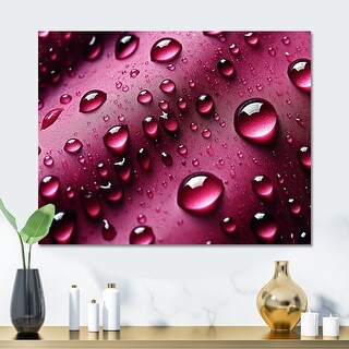 Designart "Red Rose With Raindrops On Black VIII" Raindrops Metal Wall ...