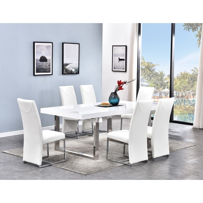 large white gloss dining table