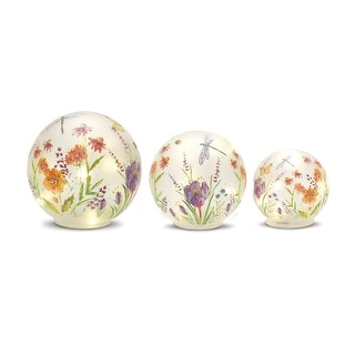 LED Floral Dragonfly Orb (Set of 3) - Large Orb: 7" x 7" x 7" - Bed ...
