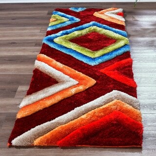 Mateos Shag Collection Multicolor Abstract Area Rug - On Sale - Bed ...