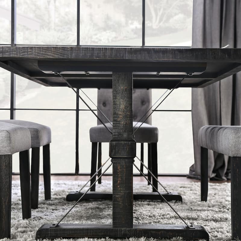 Yere Rustic Solid Wood Button Tufted 7-Piece Dining Set by Furniture of ...