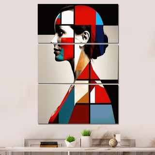 Designart "Cubist Profile In Red And Blue" Modern Woman Canvas Art ...