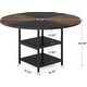 Kitchen Table Dining Table for 4 with Storage Shelf Metal Legs Wood ...